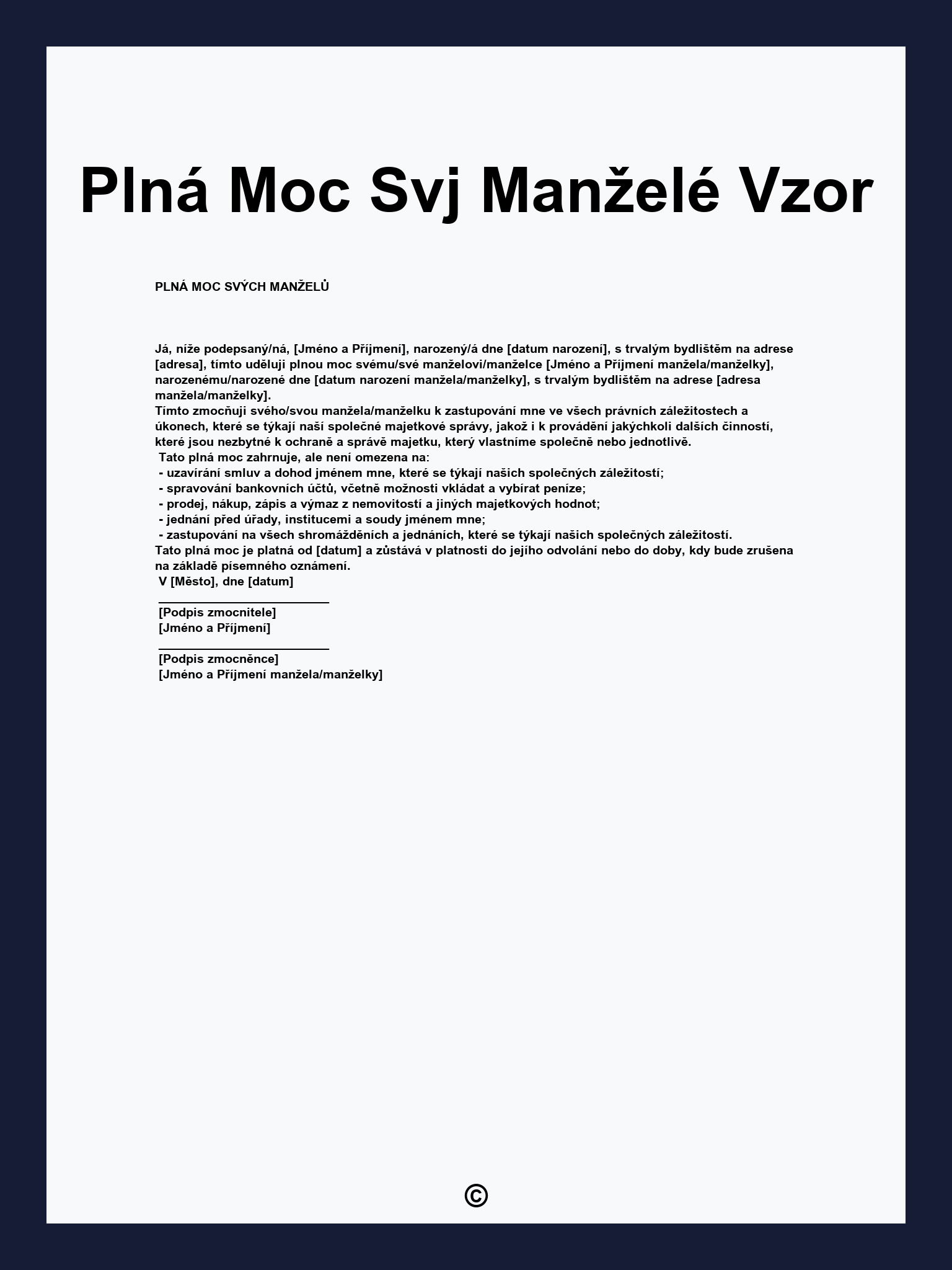 Plná Moc Svj Manželé Vzor
