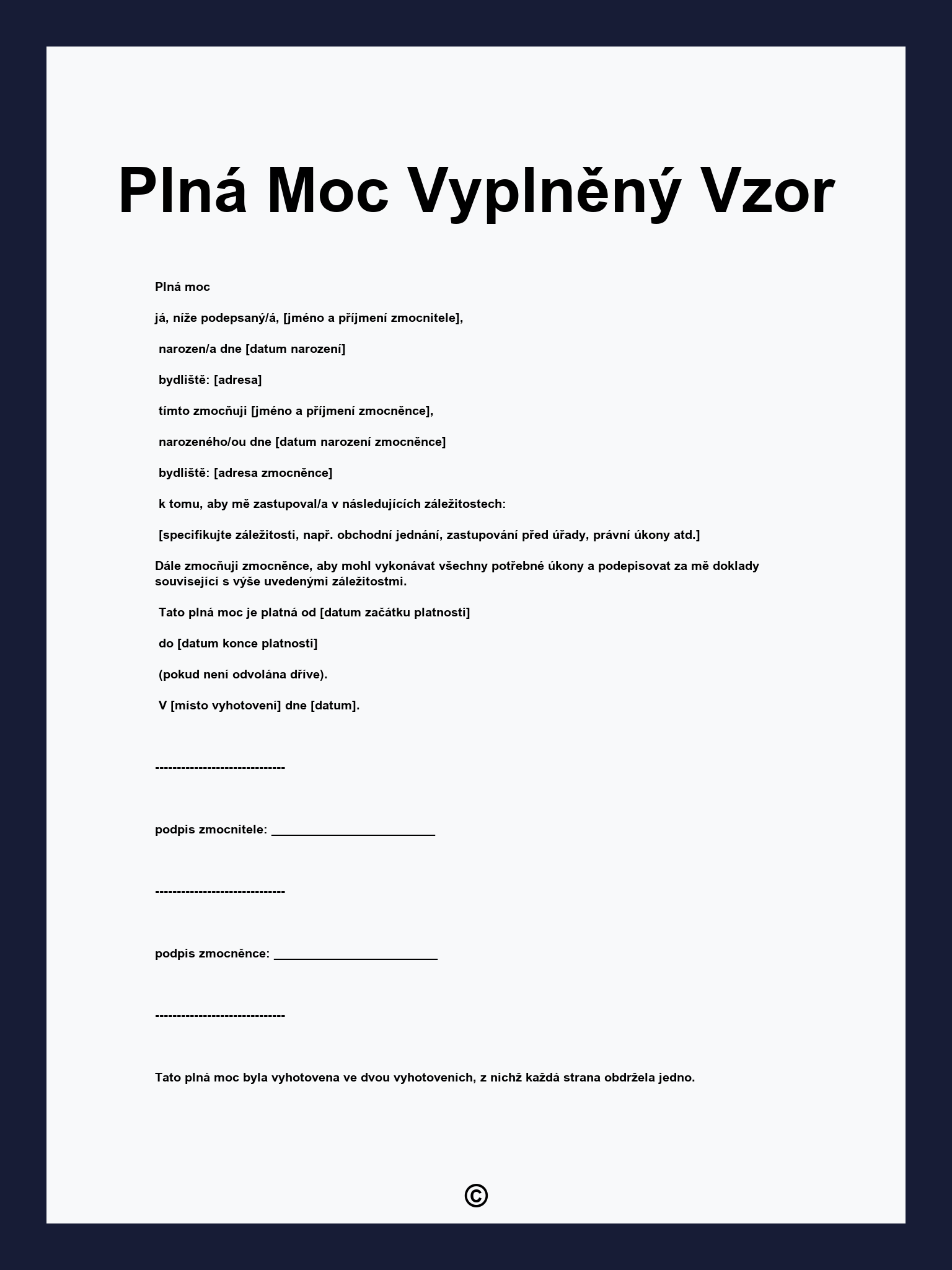 Plná Moc Vyplněný Vzor