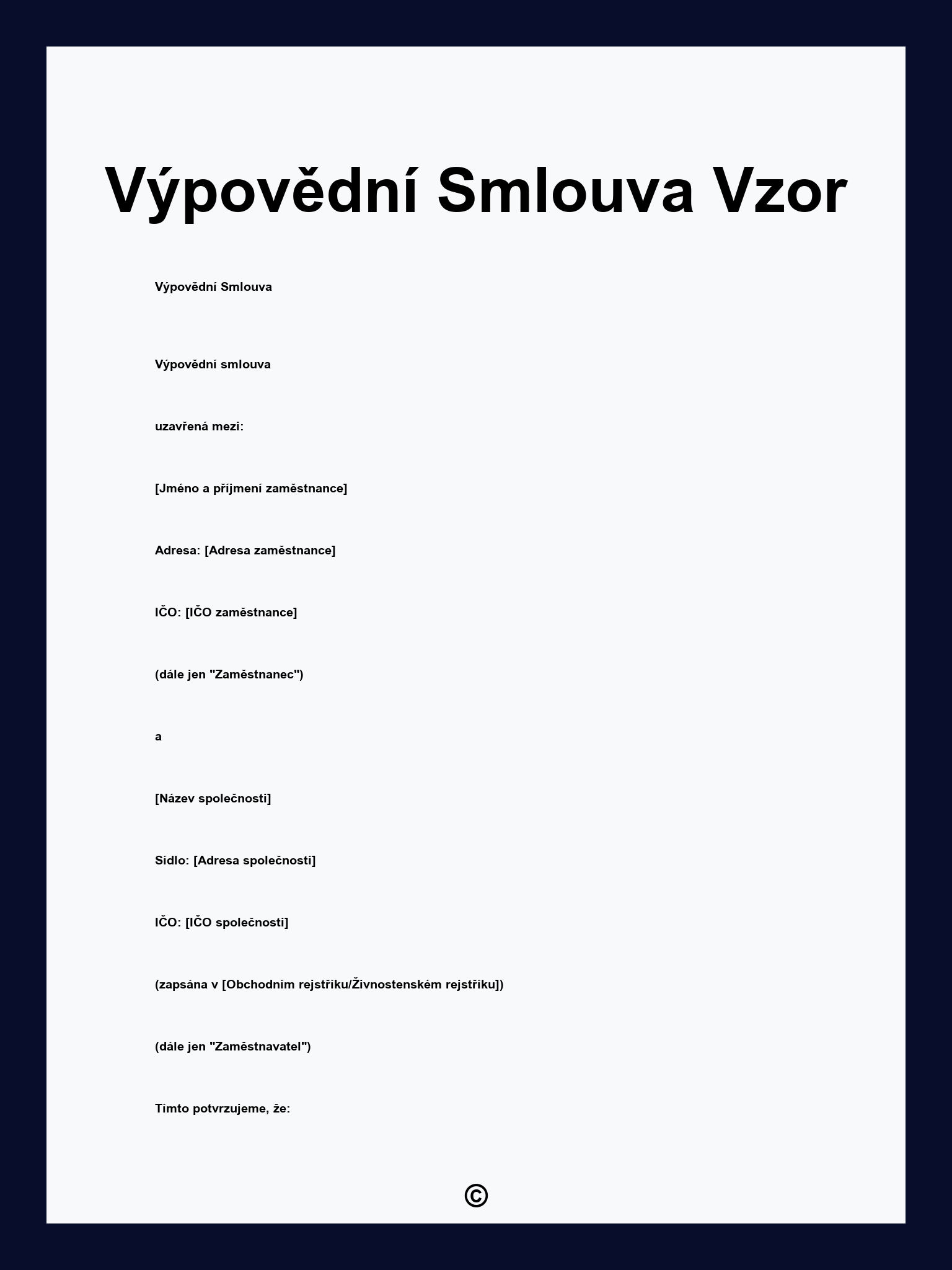 Výpovědní Smlouva Vzor